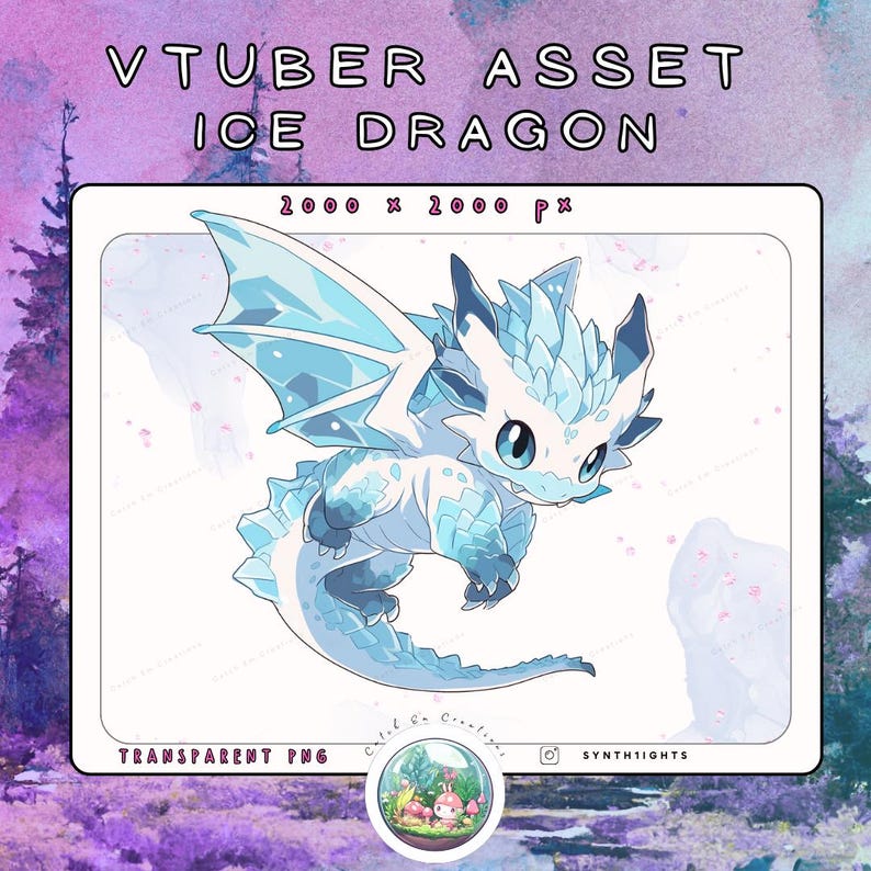 VTUBER / Pngtuber Static Asset | Ice Dragon | Static Stream & Twitch ...