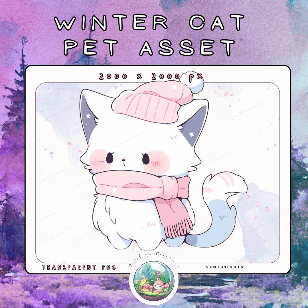 Winter Cat Vtuber Asset | Static Stream Decoration (digital Download ...