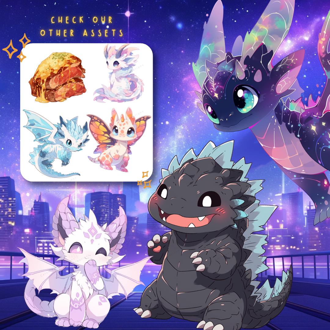 VTUBER Asset | Vtuber / Pngtuber Pet | Galaxy Dragon | Static Stream & Twitch Decoration ...