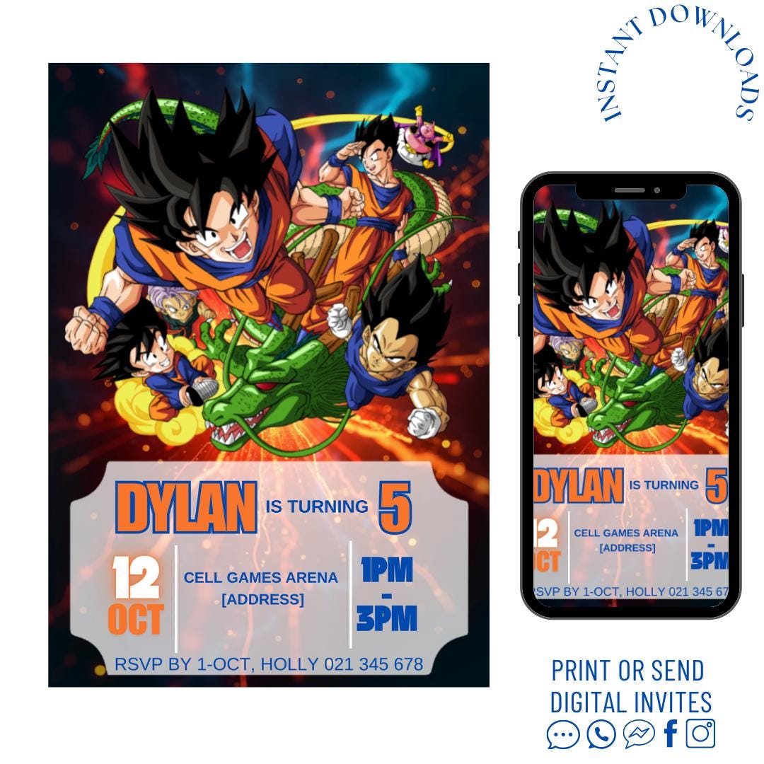 Dragon Ball Z Birthday Invites - Etsy