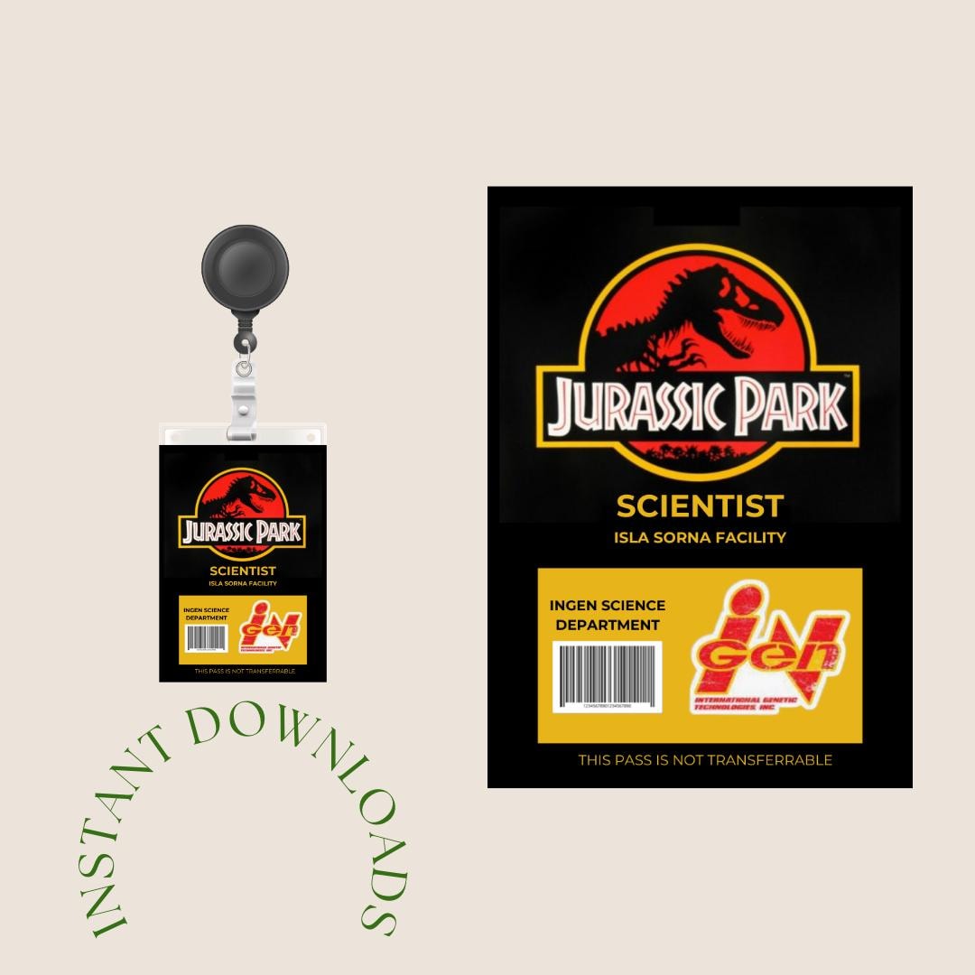 Jurassic Park ID Badges - Etsy