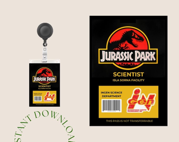 Jurassic Park Ranger ID Badge customize With Your FACE or NAME ...