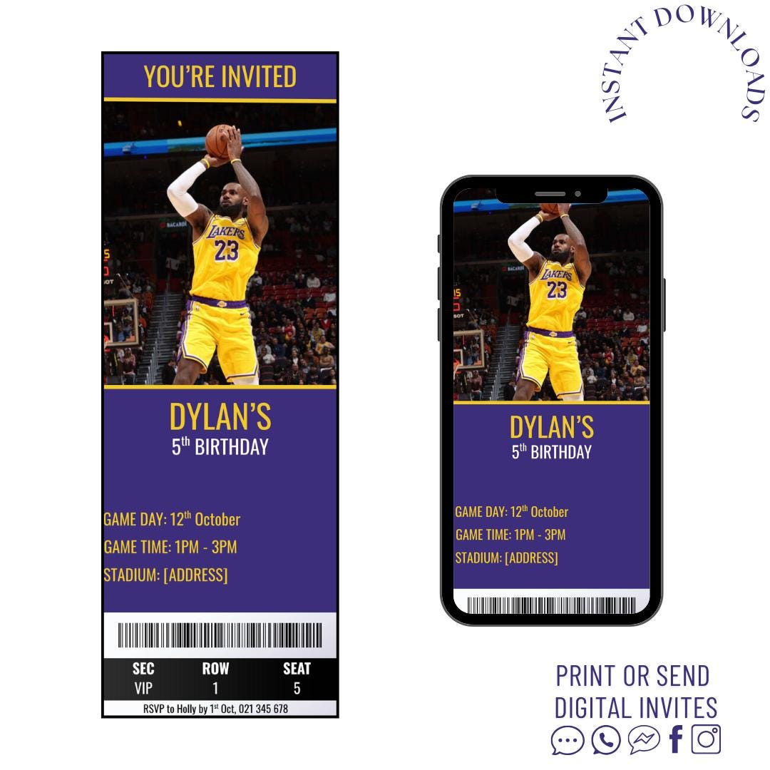 Los Angeles Lakers Birthday Invite - Etsy