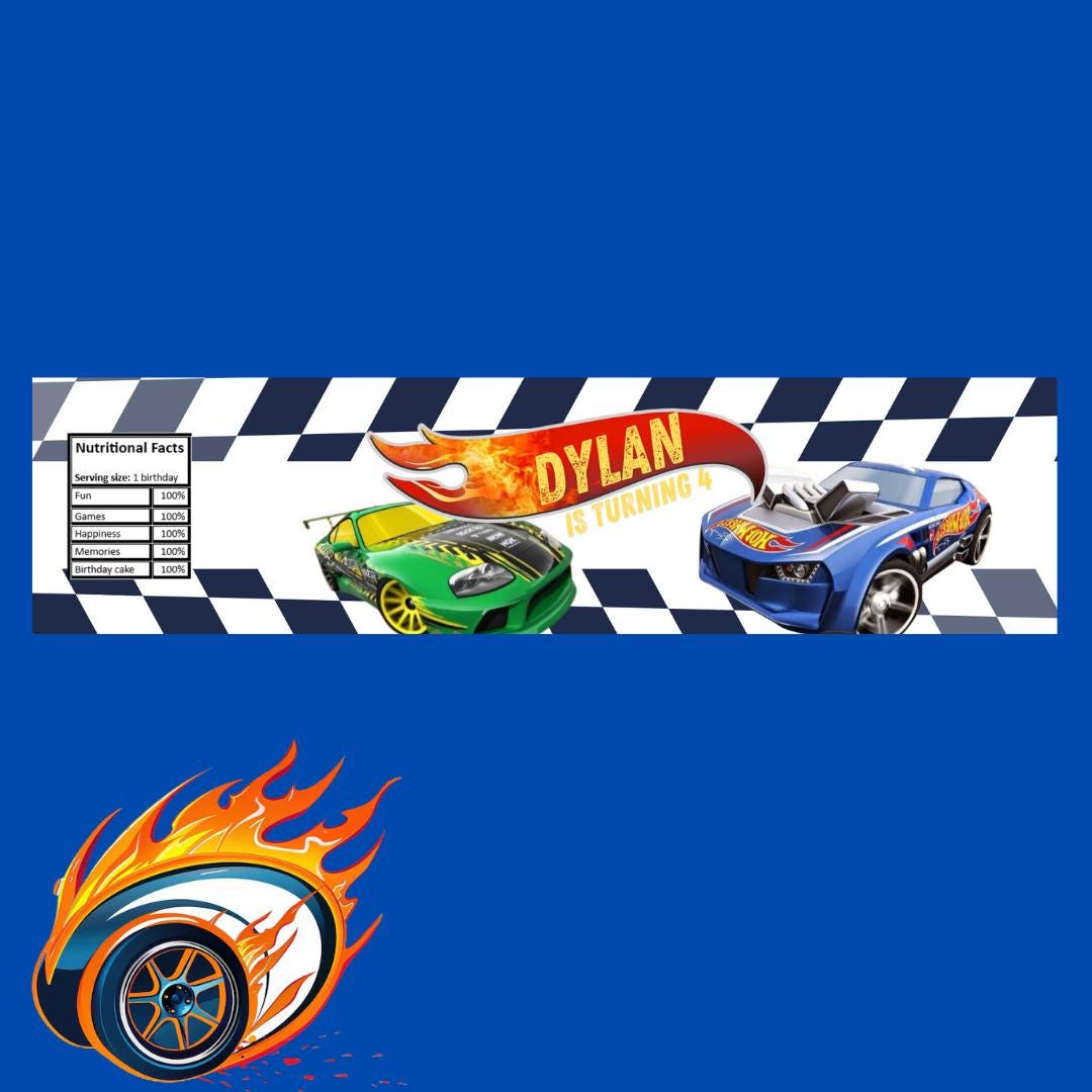 Hot Wheels Bottle Labels - Etsy