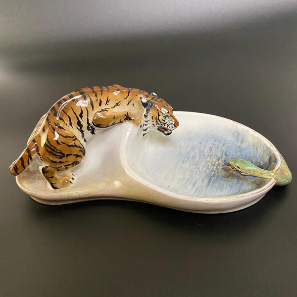 Porcelain Tiger Figurine - Etsy