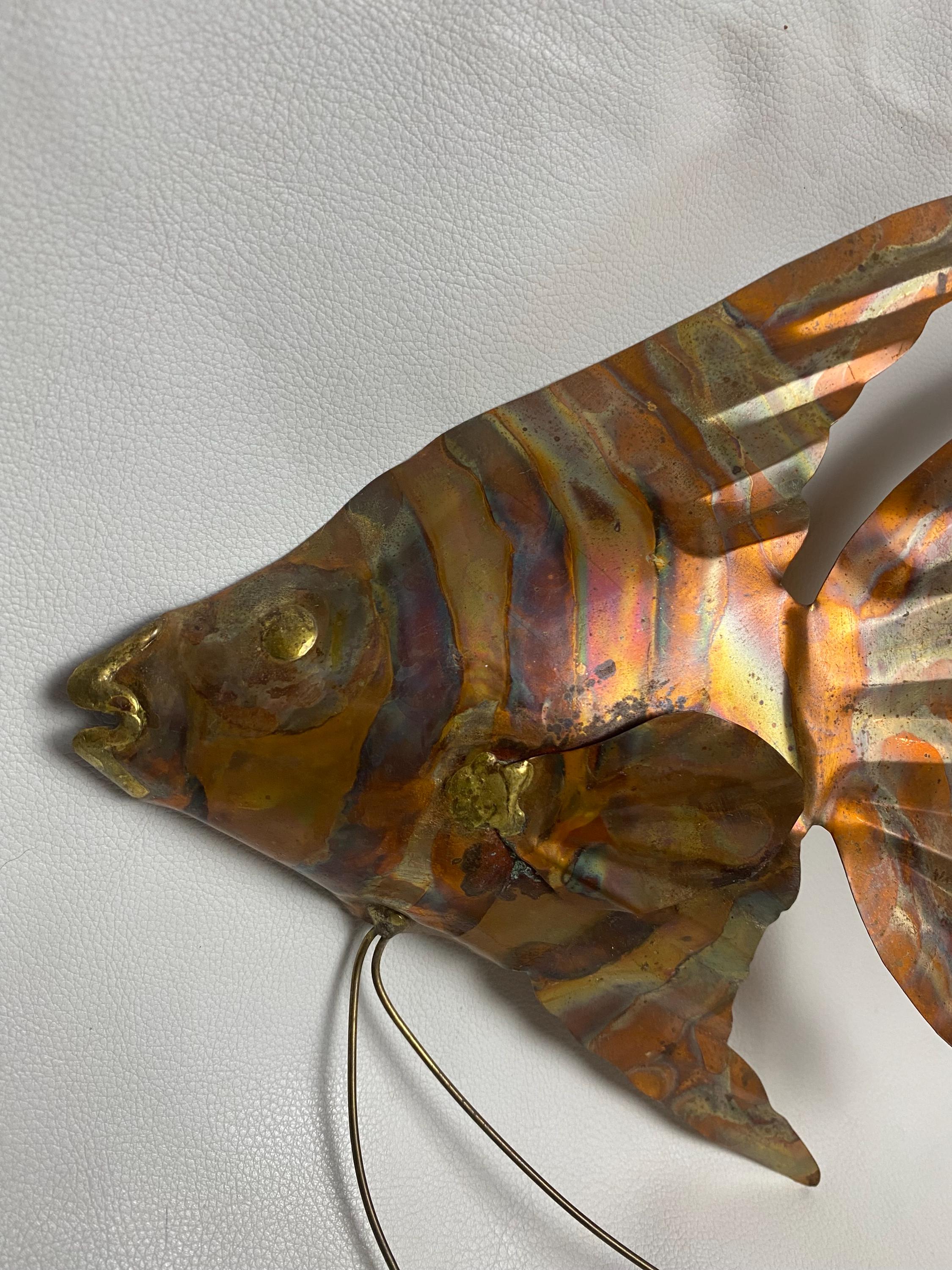 Vintage Metal Copper Angelfish Wall Hanging Home Decor Wall Art Fish ...