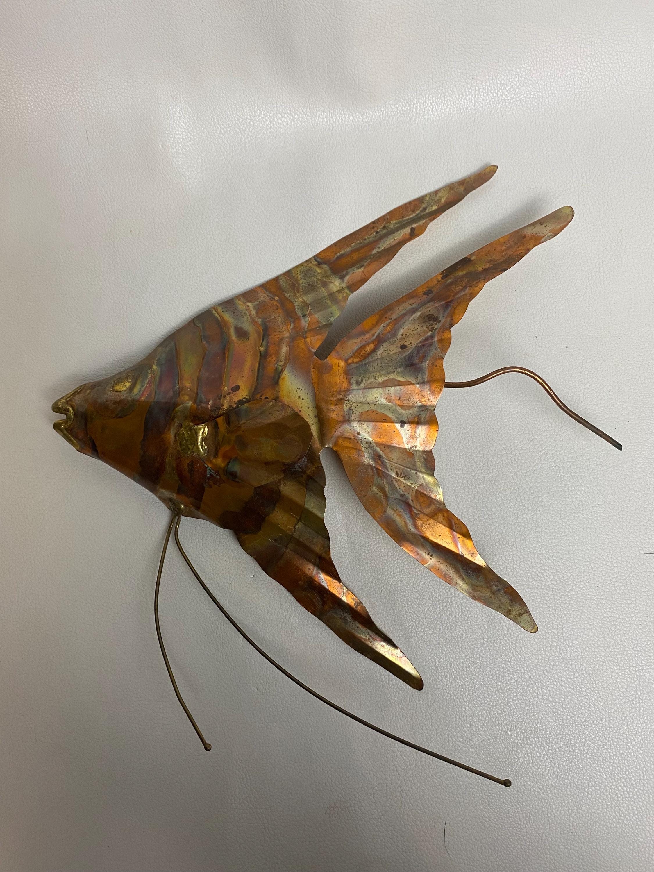 Vintage Metal Copper Angelfish Wall Hanging Home Decor Wall Art Fish ...