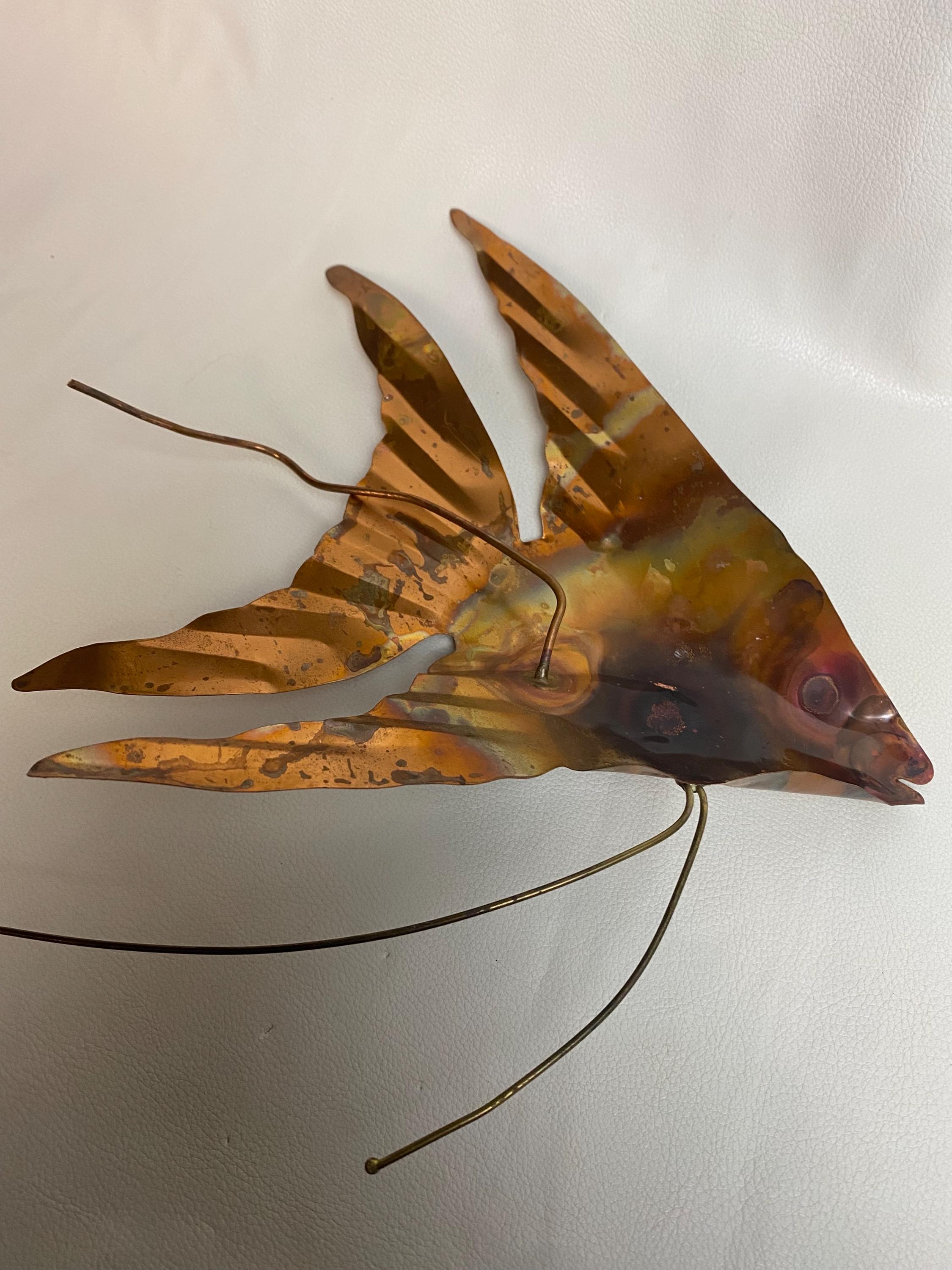 Vintage Metal Copper Angelfish Wall Hanging Home Decor Wall Art Fish ...
