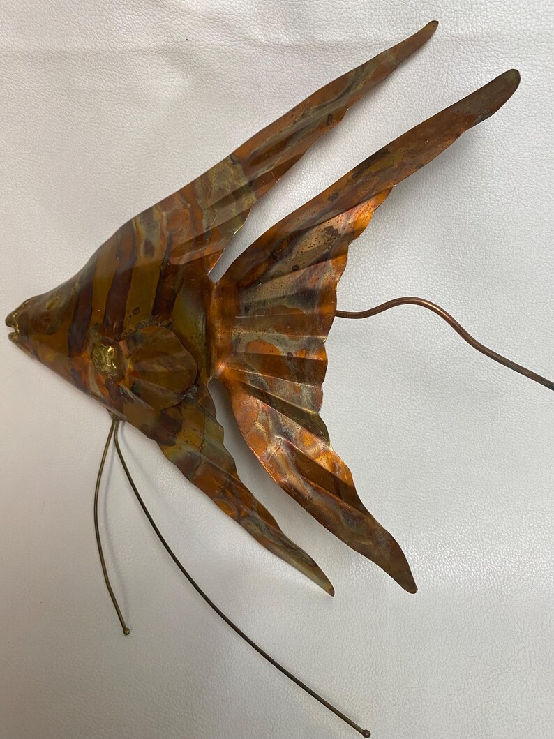 Vintage Metal Copper Angelfish Wall Hanging Home Decor Wall Art Fish ...