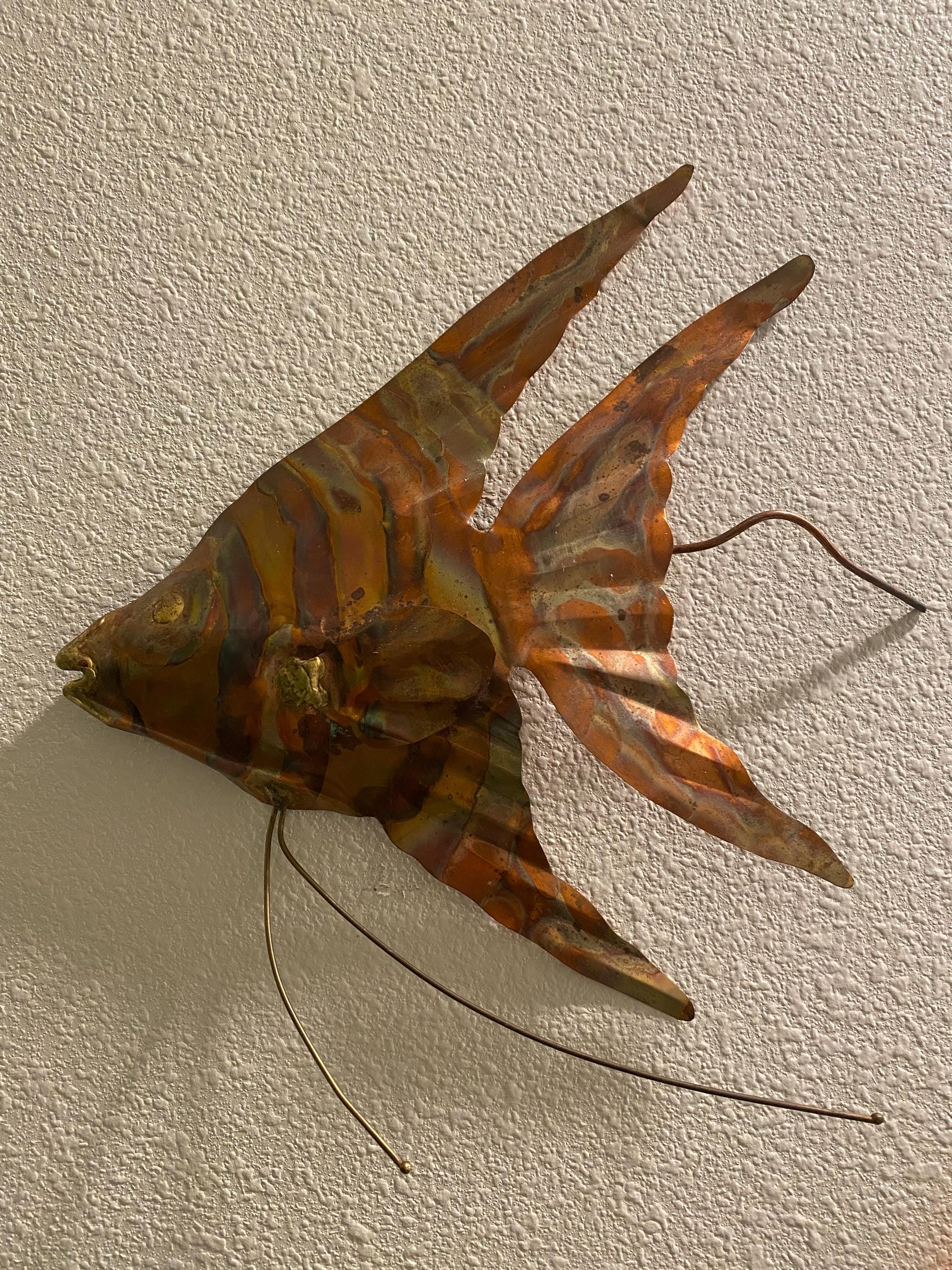Vintage Metal Copper Angelfish Wall Hanging Home Decor Wall Art Fish ...