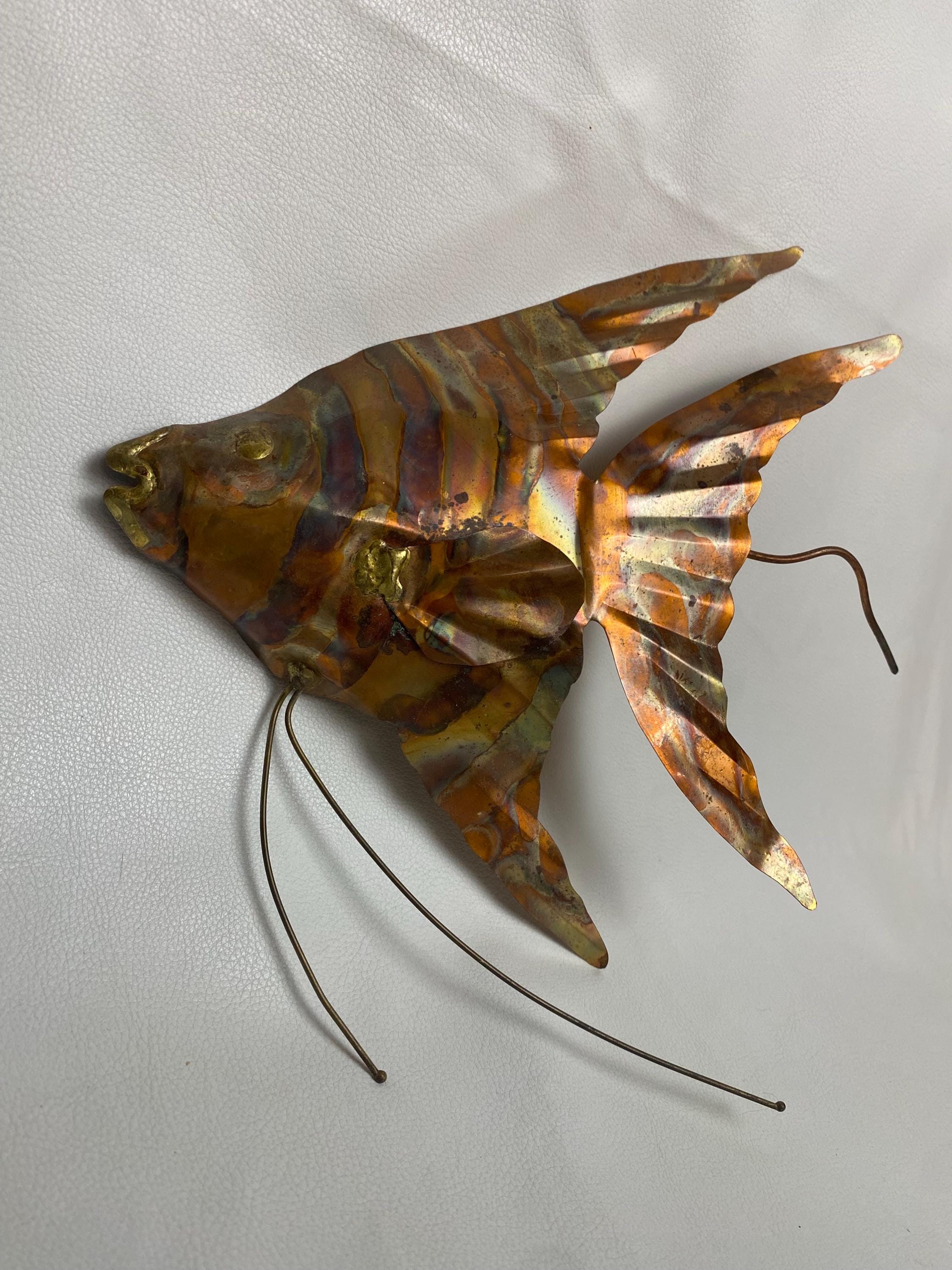 Vintage Metal Copper Angelfish Wall Hanging Home Decor Wall Art Fish ...