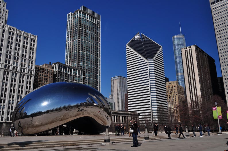 Chicago Cloud Gate, the Bean, Chicago, City Scape - Etsy