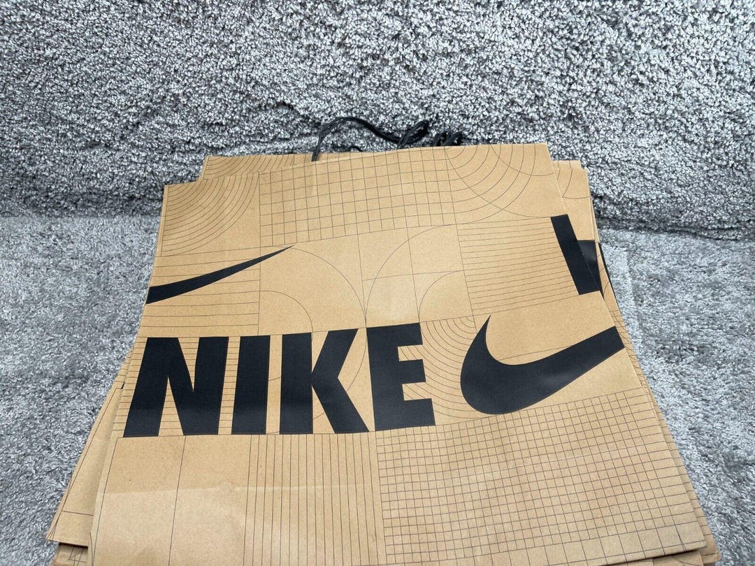 Nike Iconic Swoosh Brown Retail Store Recycled Paper Shopping Bags ...
