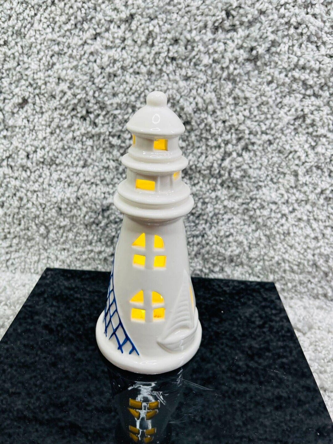 Ceramic Porcelain Lighthouse Light up White Figurine Nautical Home ...