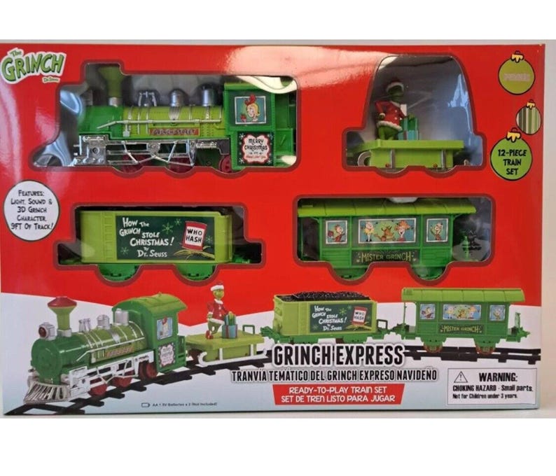 Disney Dr Seuss the Grinch Holiday Express Play Train Set 12pcs New in ...