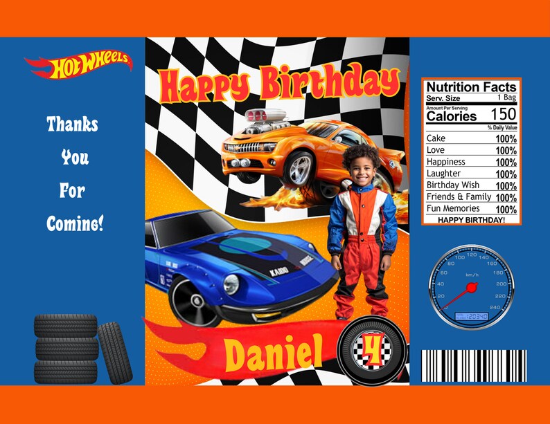 Hot Wheel Party Favor Editable in Canva - Etsy