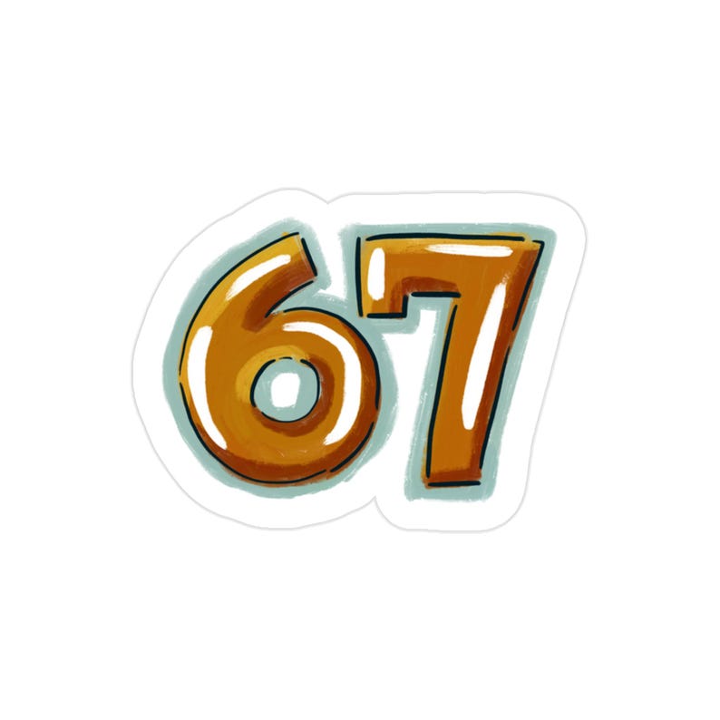 Retro Number 67 Sticker | Die-cut Outdoor Sticker - Etsy