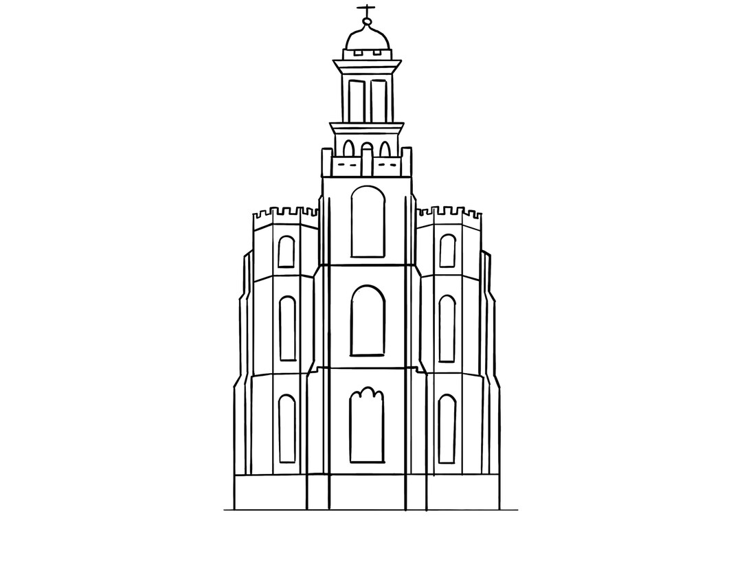 Line Art Logan Temple Print Digital Copy - Etsy