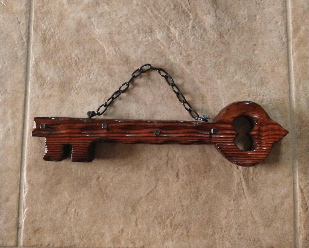 Vintage Light Weight Wooden Key Holder Key Shape Key Holder Wooden Key ...