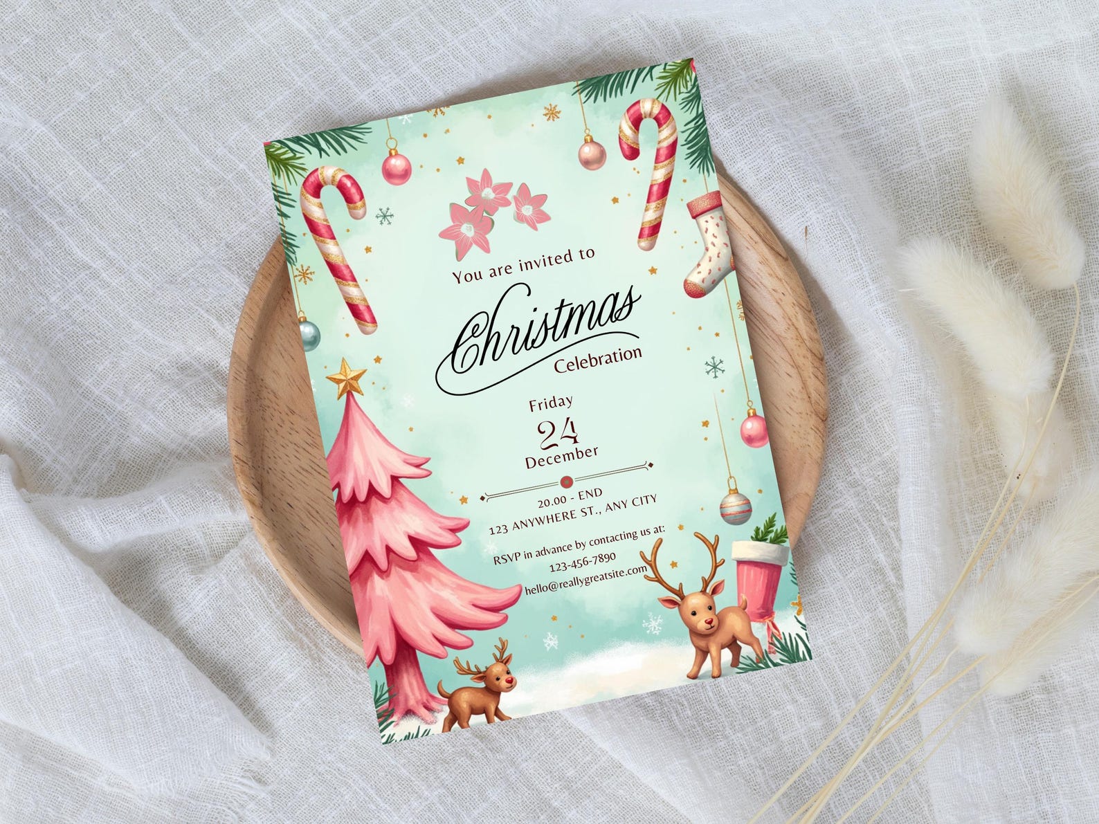 Editable Christmas Party Invitation, Editable Holiday Party Invite ...