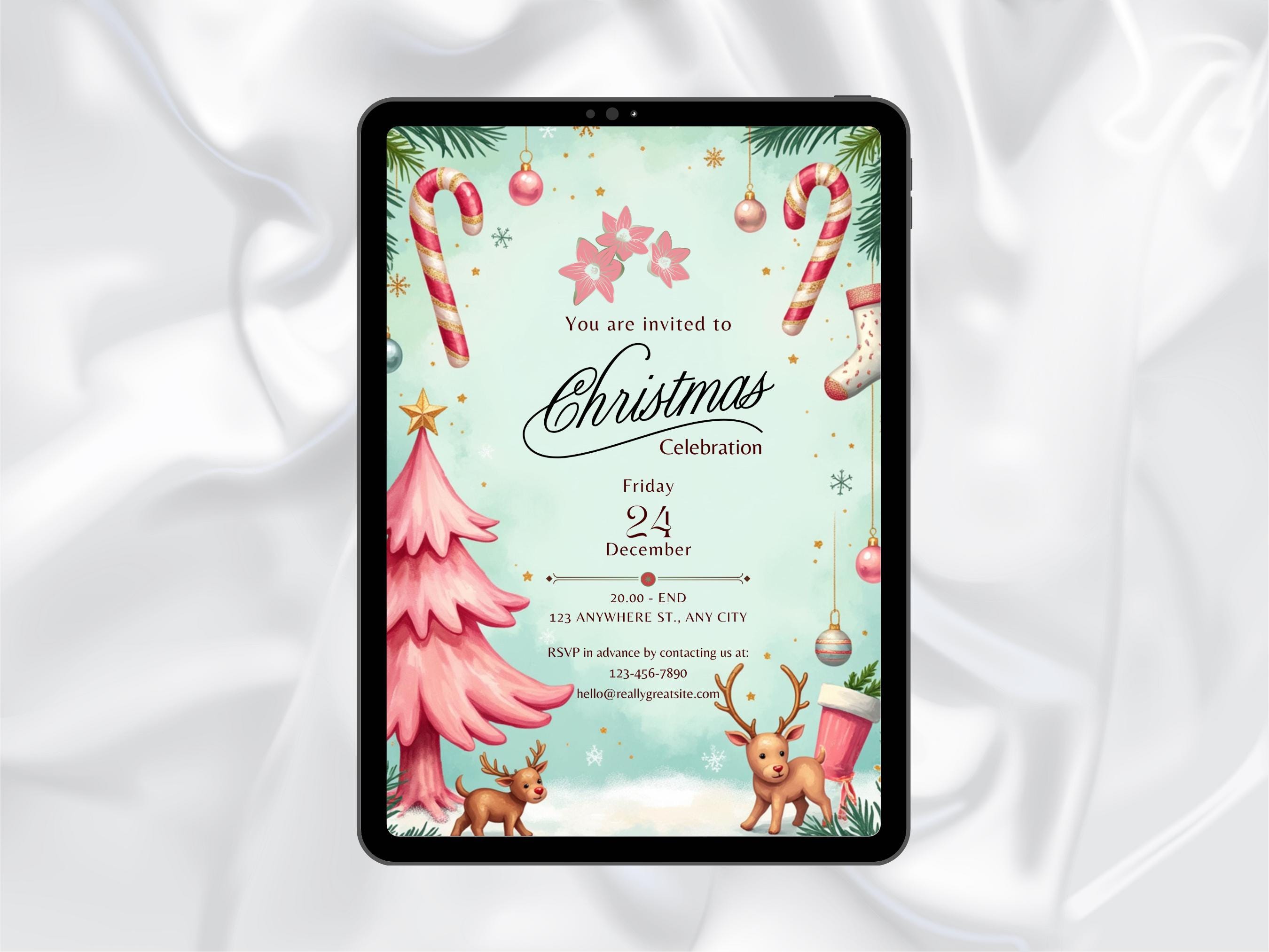 Editable Christmas Party Invitation, Editable Holiday Party Invite ...