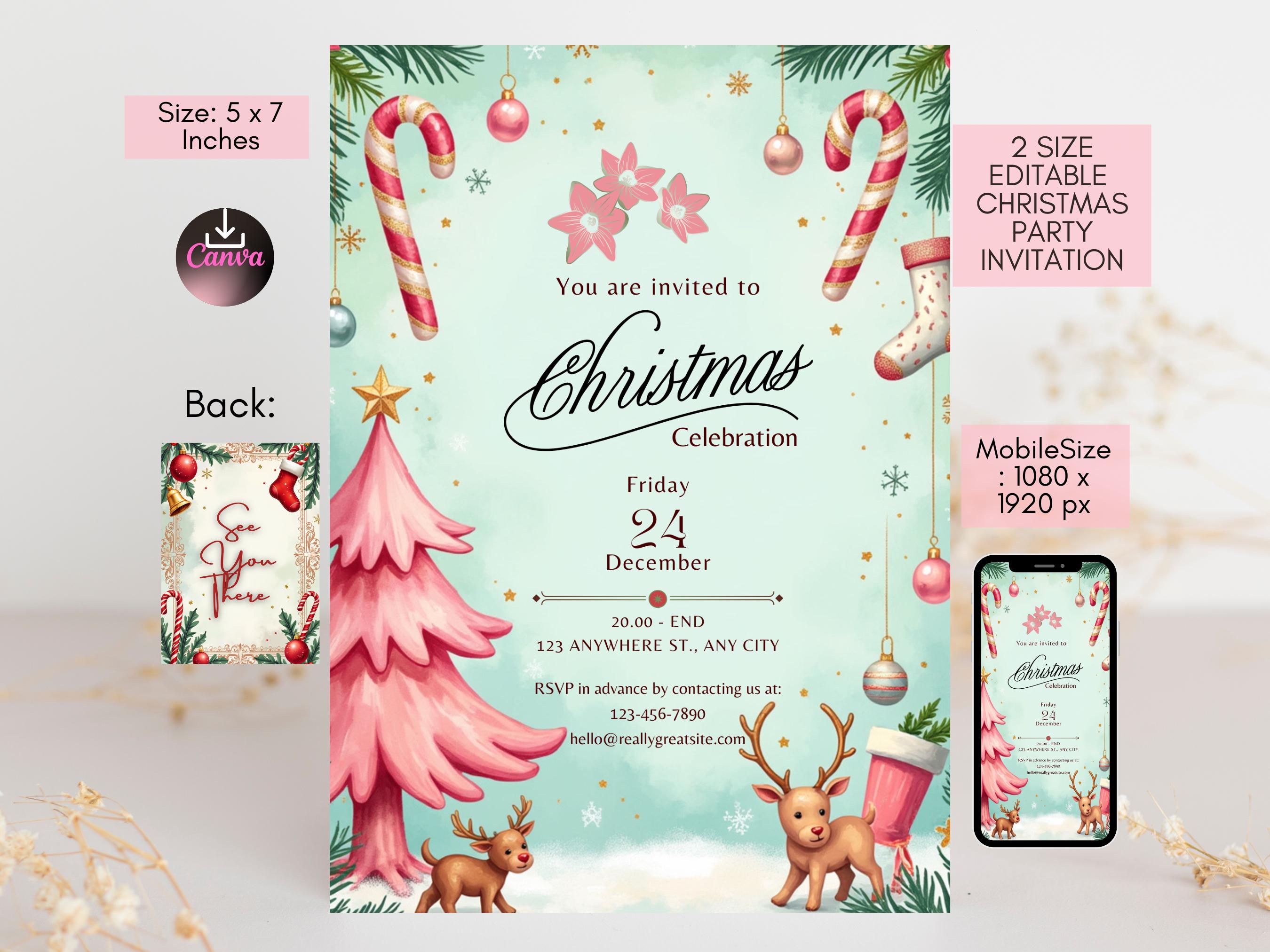 Editable Christmas Party Invitation, Editable Holiday Party Invite ...