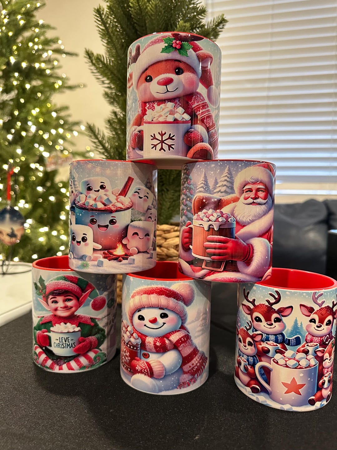 Personalized Hot Cocoa Mugs Custom Name 6 Festive Designs snowman ...