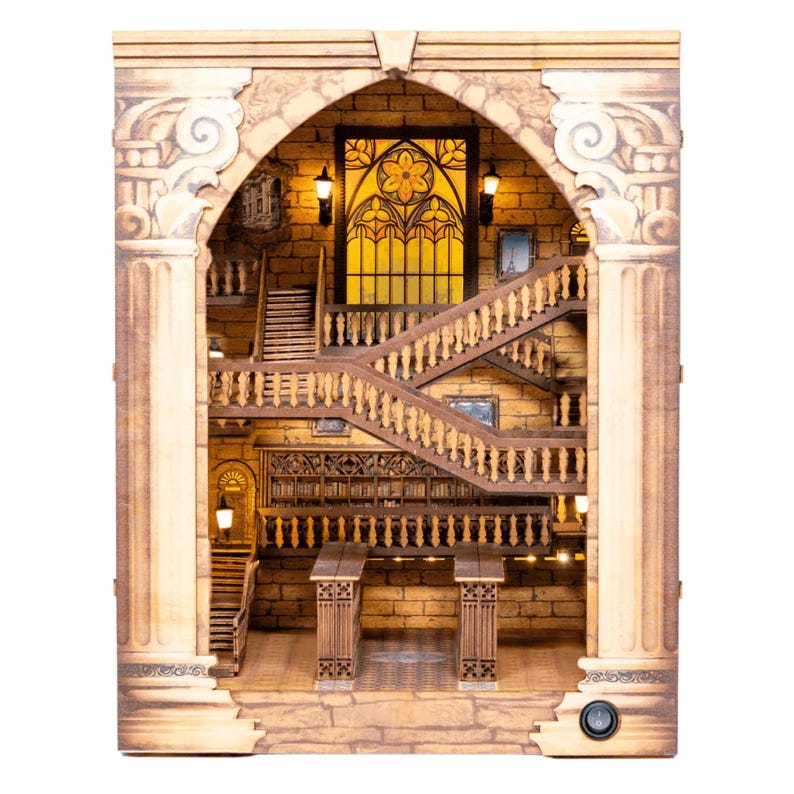 Hogwarts Grand Library Book Nook, Lighted Miniature Diorama, Harry ...
