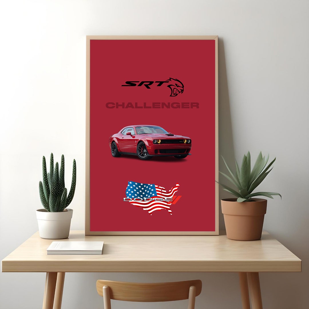 Dodge Challenger SRT Poster, Sports Car Wall Art, Garage Wall Decor ...