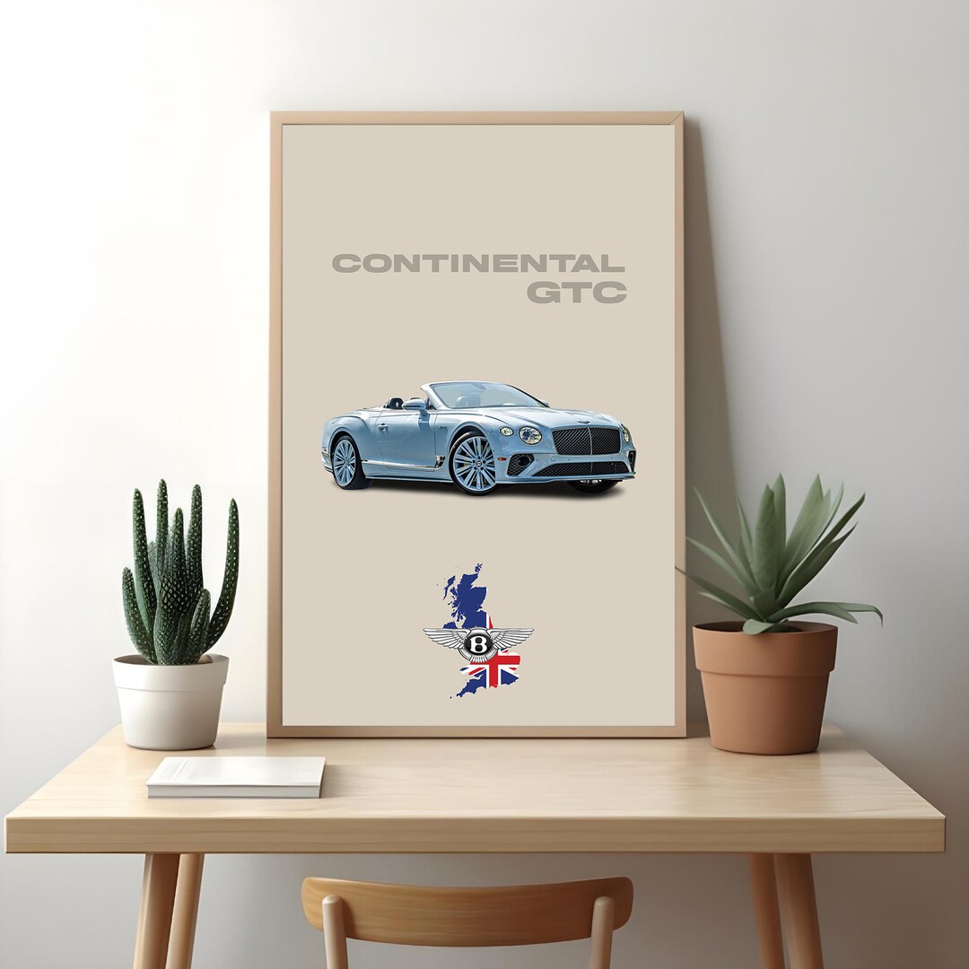Bentley Continental GTC Poster, Sports Car Wall Art, Garage Wall Decor ...