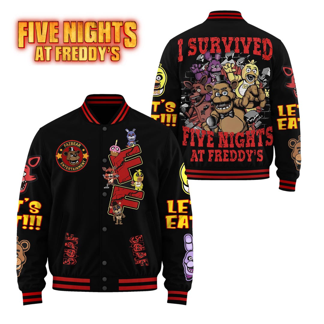 FNAF Baseball Jacket, Halloween Shirt, Horror Game Tee, Creepy Holiday ...