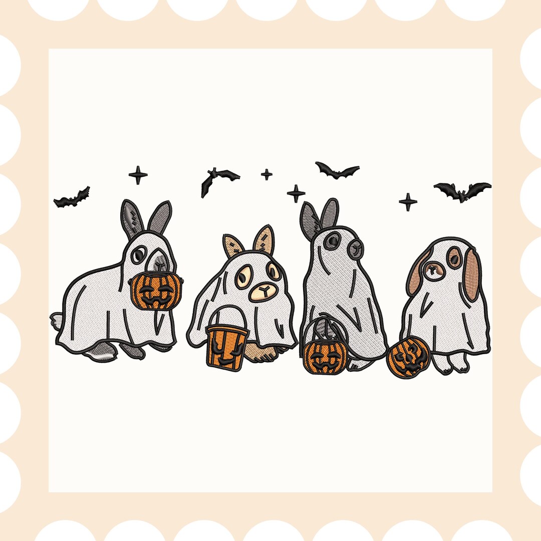 Ghost Rabbits Embroidery Designs, Spooky Season Machine Embroidery ...