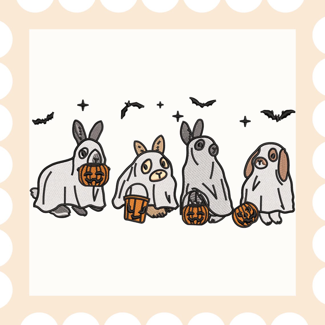 Ghost Rabbits Embroidery Designs, Spooky Season Machine Embroidery ...
