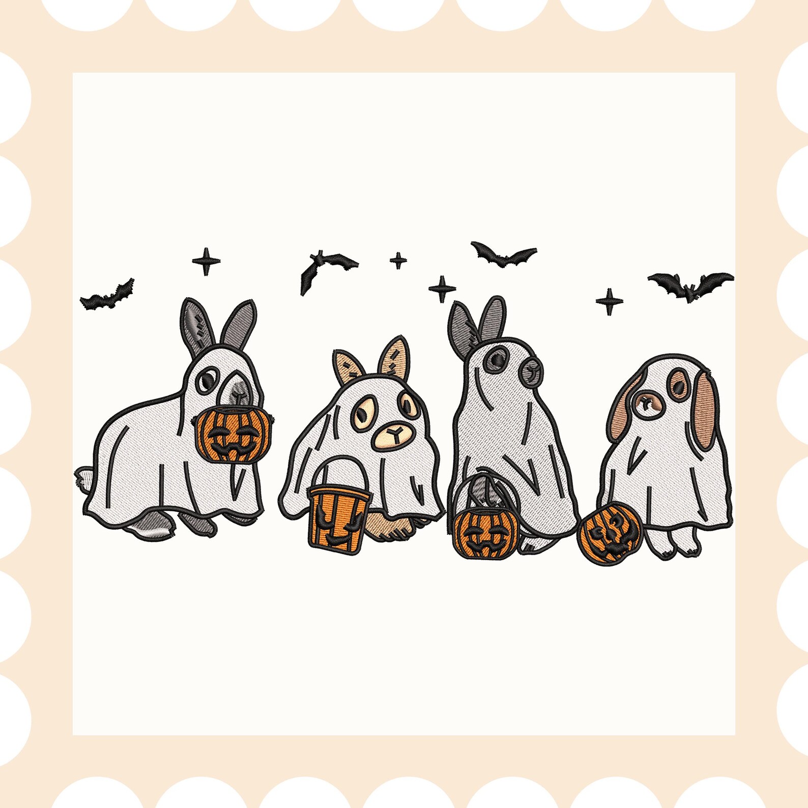 Ghost Rabbits Embroidery Designs, Spooky Season Machine Embroidery ...
