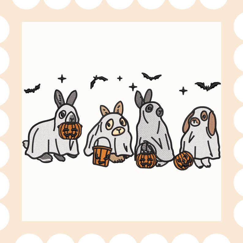 Ghost Rabbits Embroidery Designs, Spooky Season Machine Embroidery ...