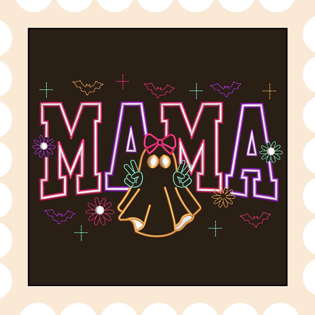 Mama Ghost Embroidery Designs, Cute Spooky Machine Embroidery ...