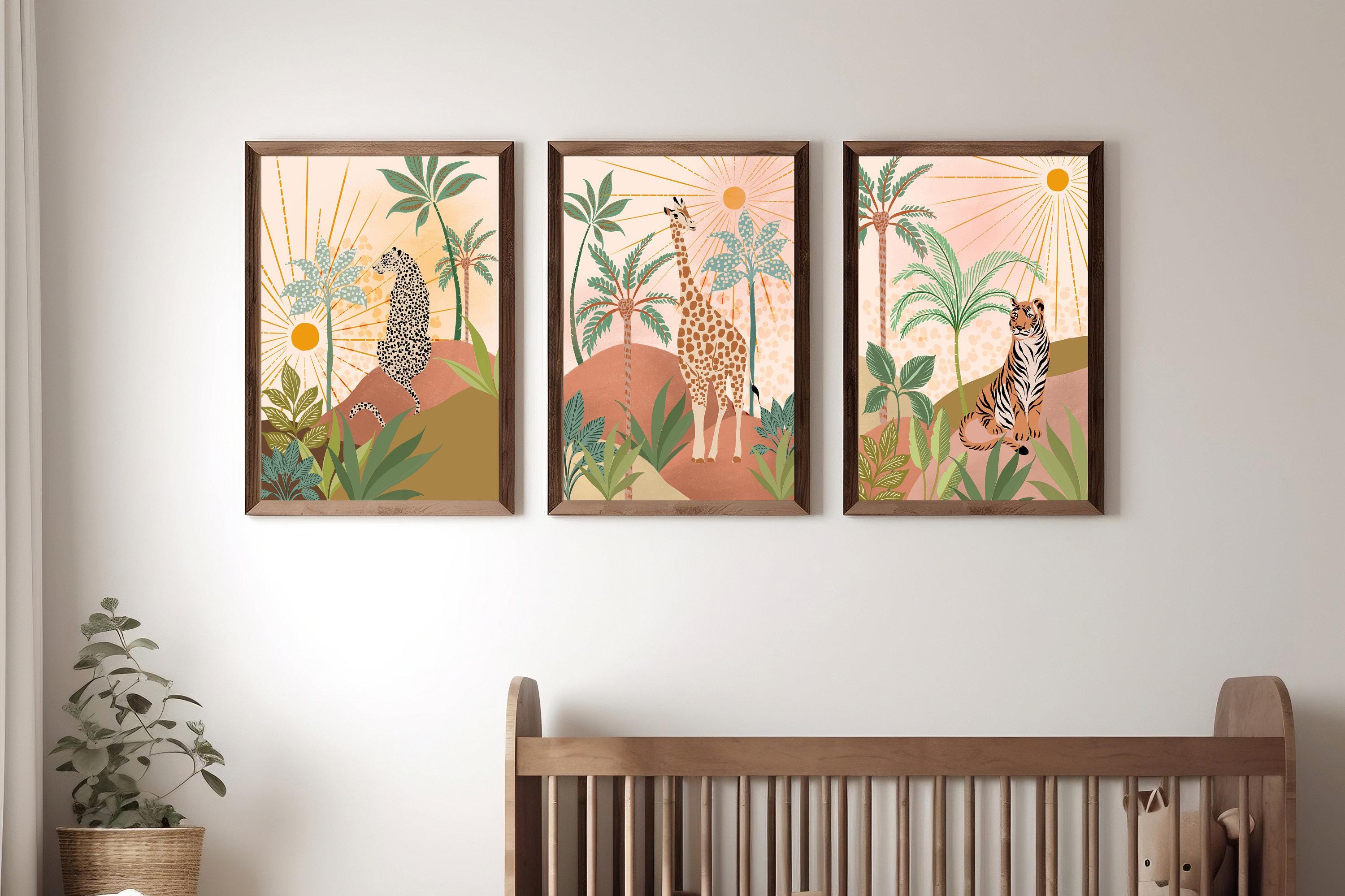 Jungle Nursery Wall Art, Contemporary Print, Tropical Safari Nursery ...