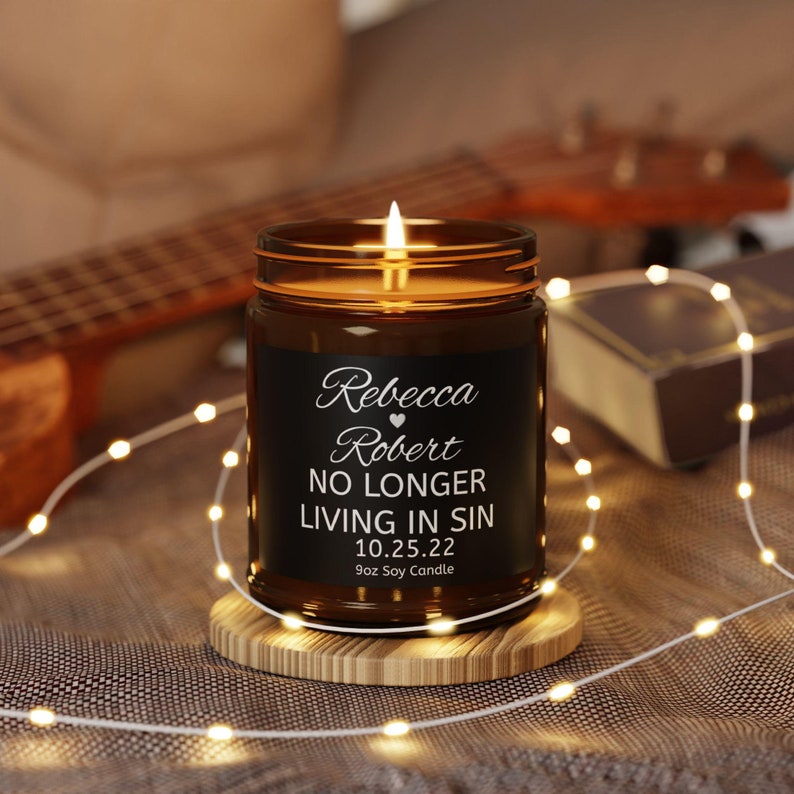 No Longer Living in Sin Custom Names and Date Candle Personalized ...