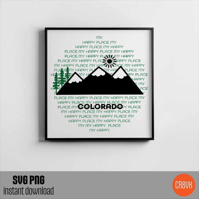 Outdoors Mountain Happy Place Svg, Adventure Png, Digital Wall ...