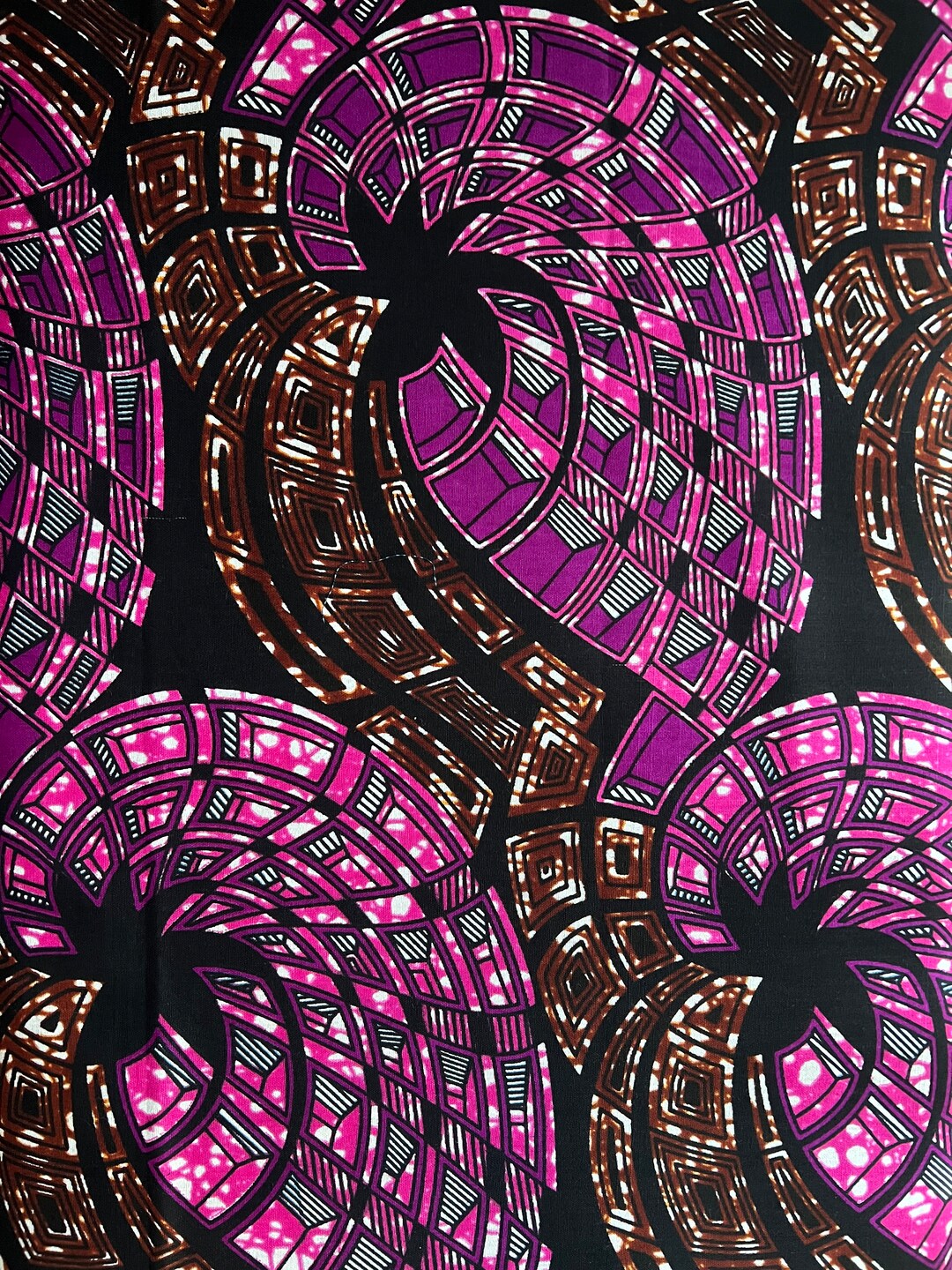 Fabric Destash - AFRICAN PRINT Wax Block Print Shades of Pink and Brown ...