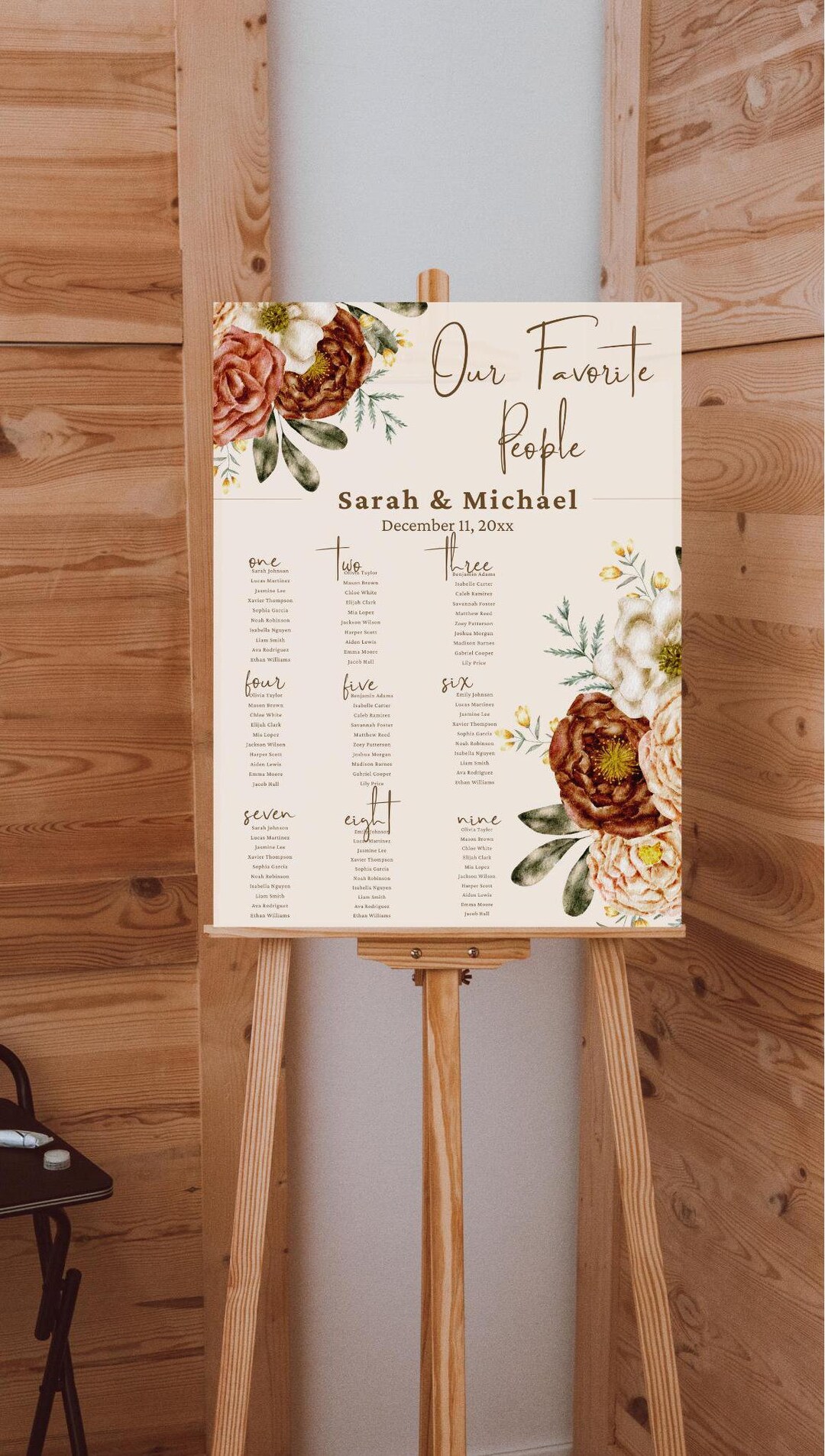 Boho Table Seating Chart Sign Editable Wedding Seating Chart Template ...