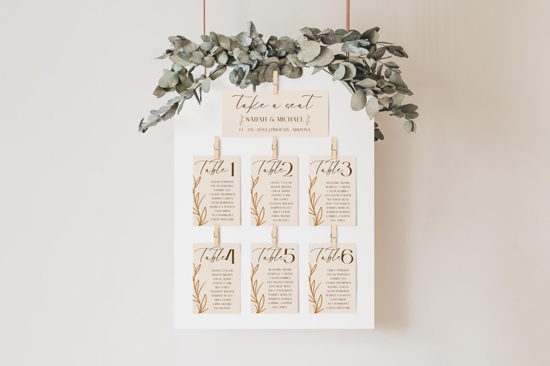 Boho Wedding Seating Chart Template Editable Wedding Seating Chart ...