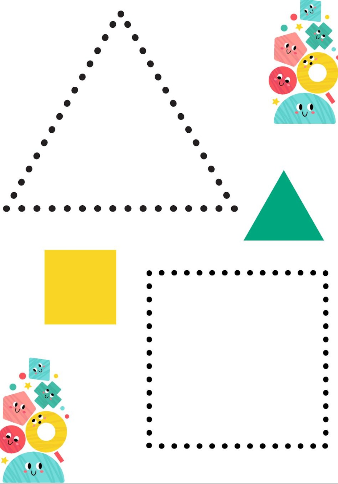 Dot to Dot Shapes Coloring Pages for Preschool Printable Shape Tracing ...