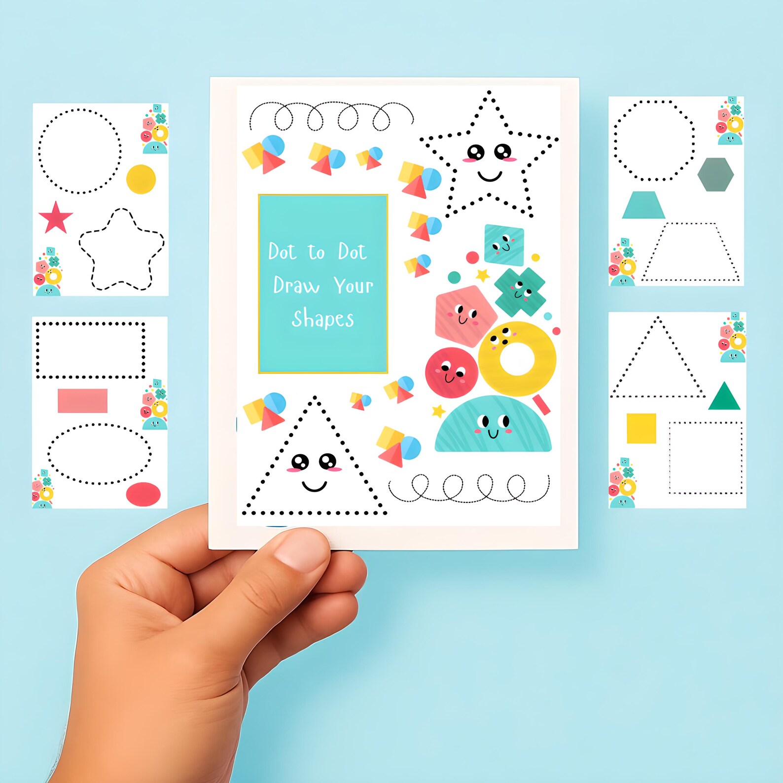 Dot to Dot Shapes Coloring Pages for Preschool Printable Shape Tracing ...