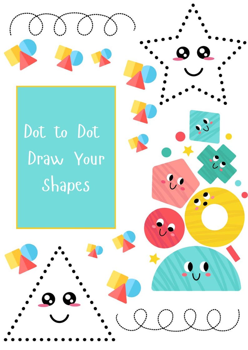 Dot to Dot Shapes Coloring Pages for Preschool Printable Shape Tracing ...