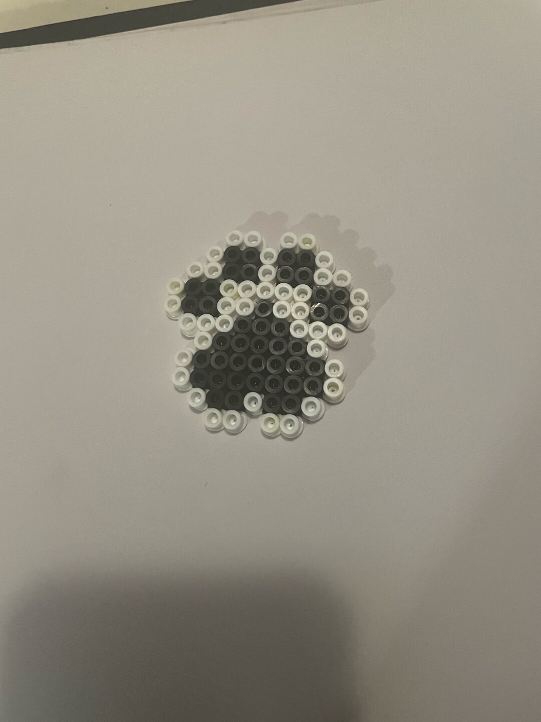 Handmade Perler Dog Tag - Black and White Paw - Etsy