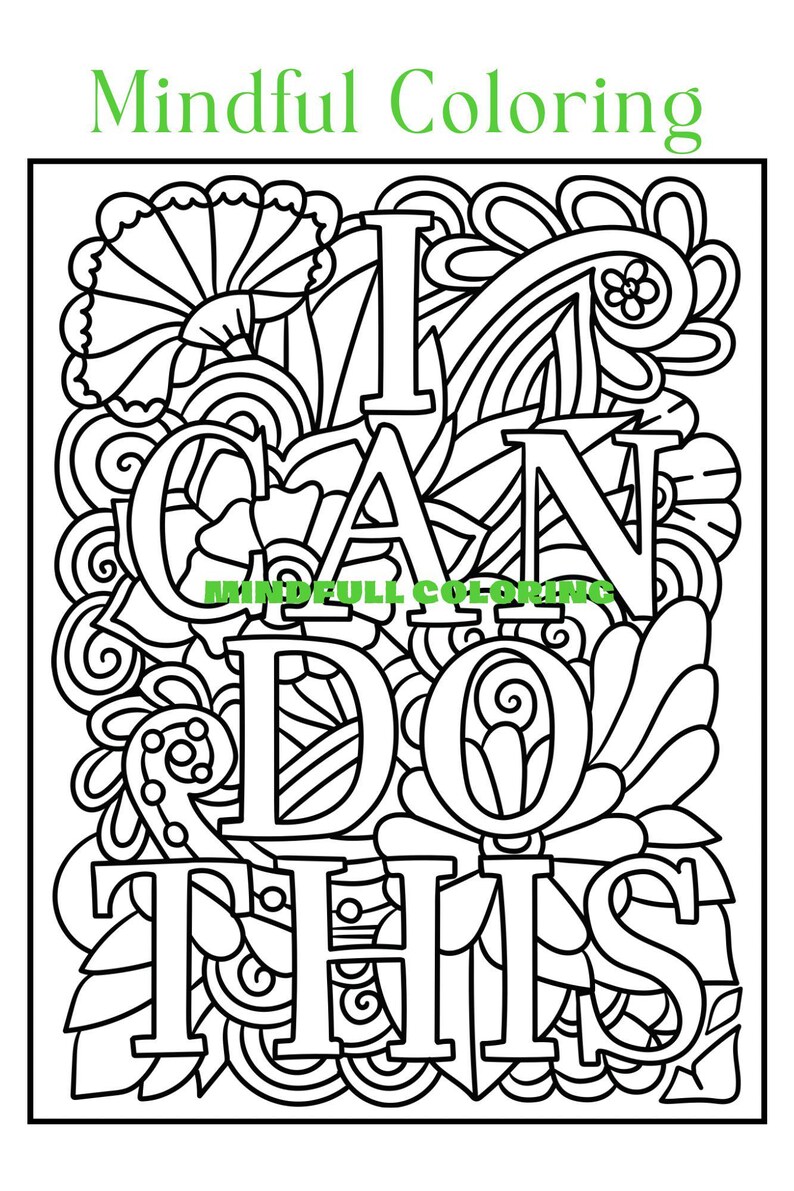 PDF Mindful Coloring Relaxed Coloring Believe in Yourself - Etsy