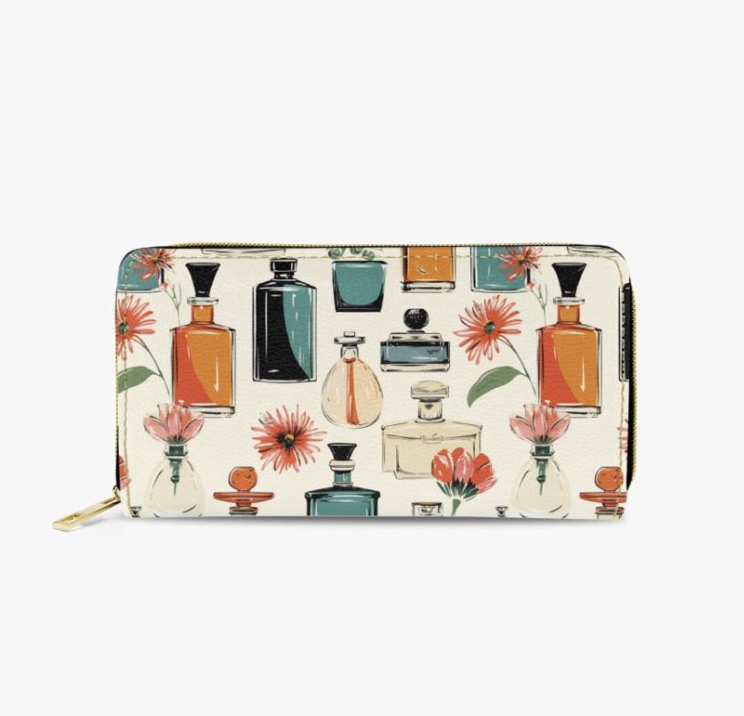 Vintage Perfume Bottle Design Wallet- Vegan Leather 1950s 1960s Mid ...