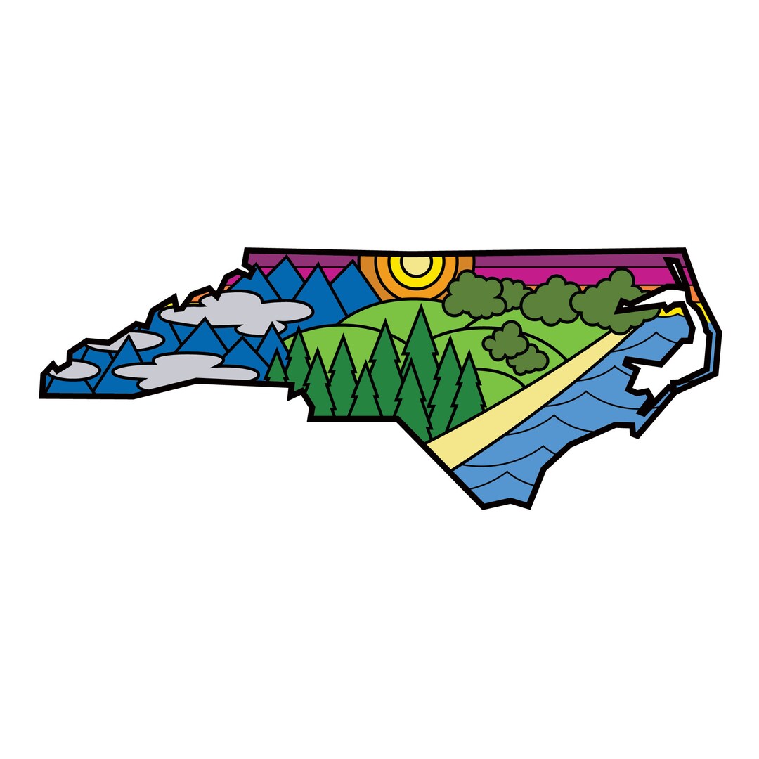 North Carolina State Lines Sticker - Etsy
