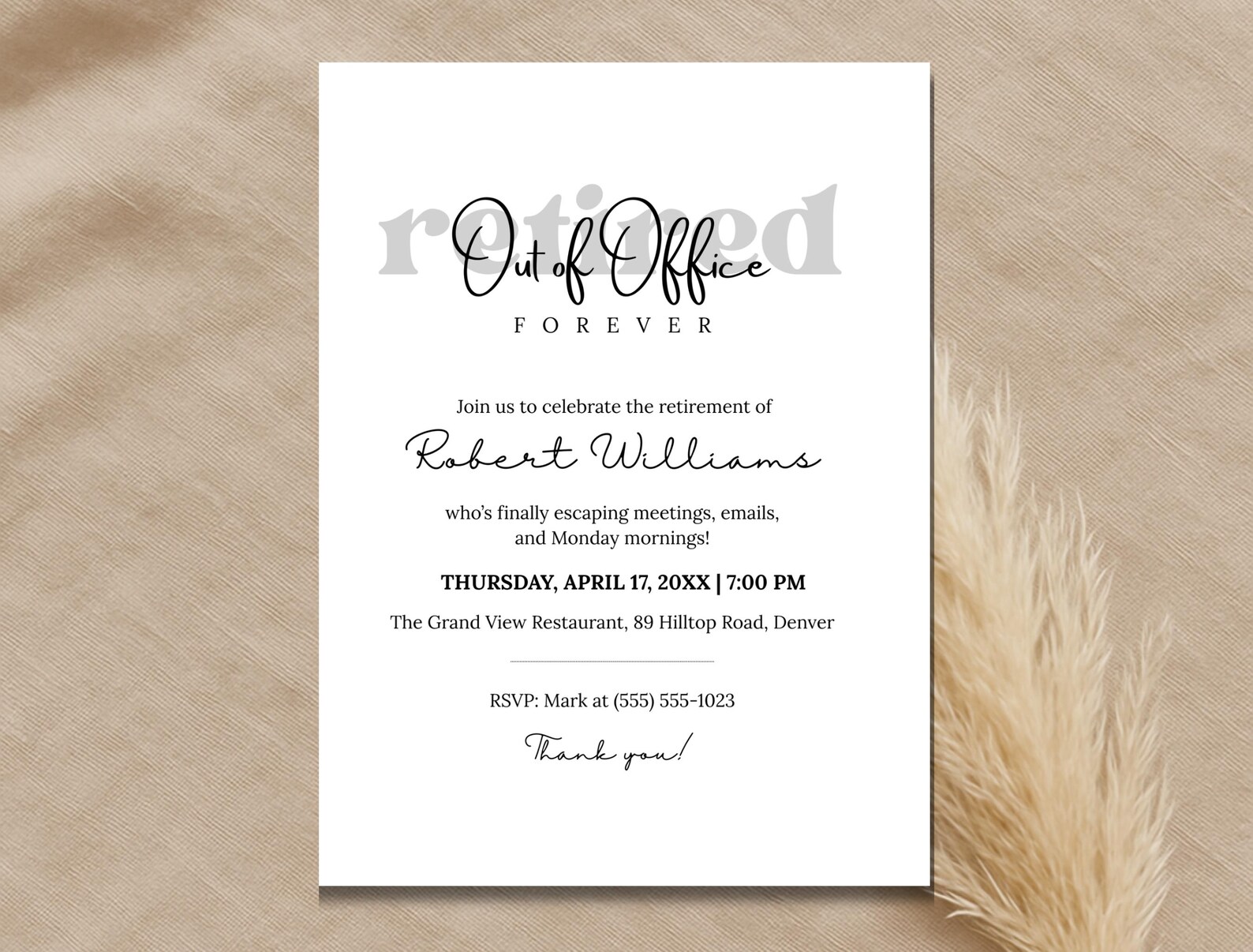 Retirement Invitation Template • Out of Office Forever • Editable Canva ...